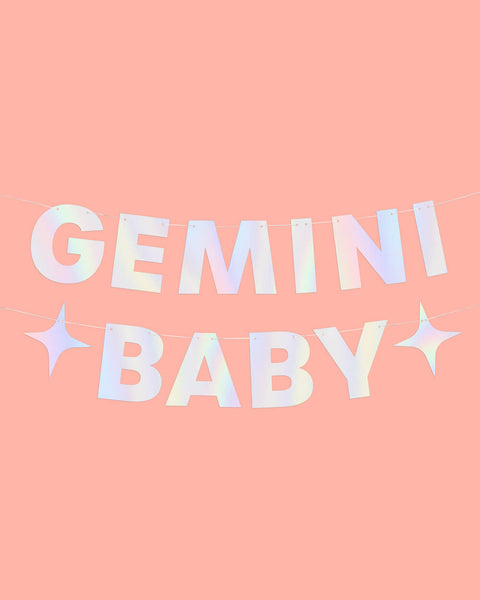 Gemini Baby Banner - iridescent foil banner – Petit Fetti
