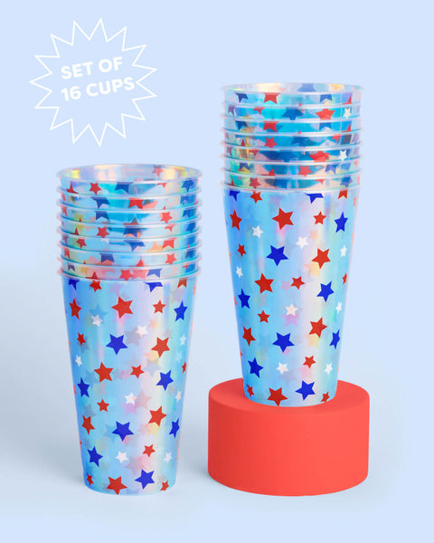Stars & Stripes Cups - 16 iridescent 16 oz cups – Petit Fetti